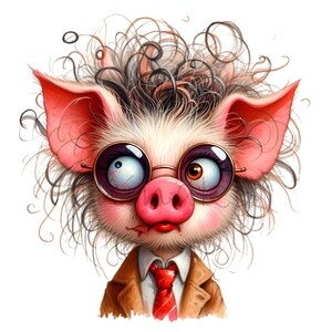 14 PNG Pig Clipart – Girly Pig Illustration With Bow and Messy Hair ...