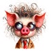 14 PNG Pig Clipart – Girly Pig Illustration With Bow and Messy Hair ...