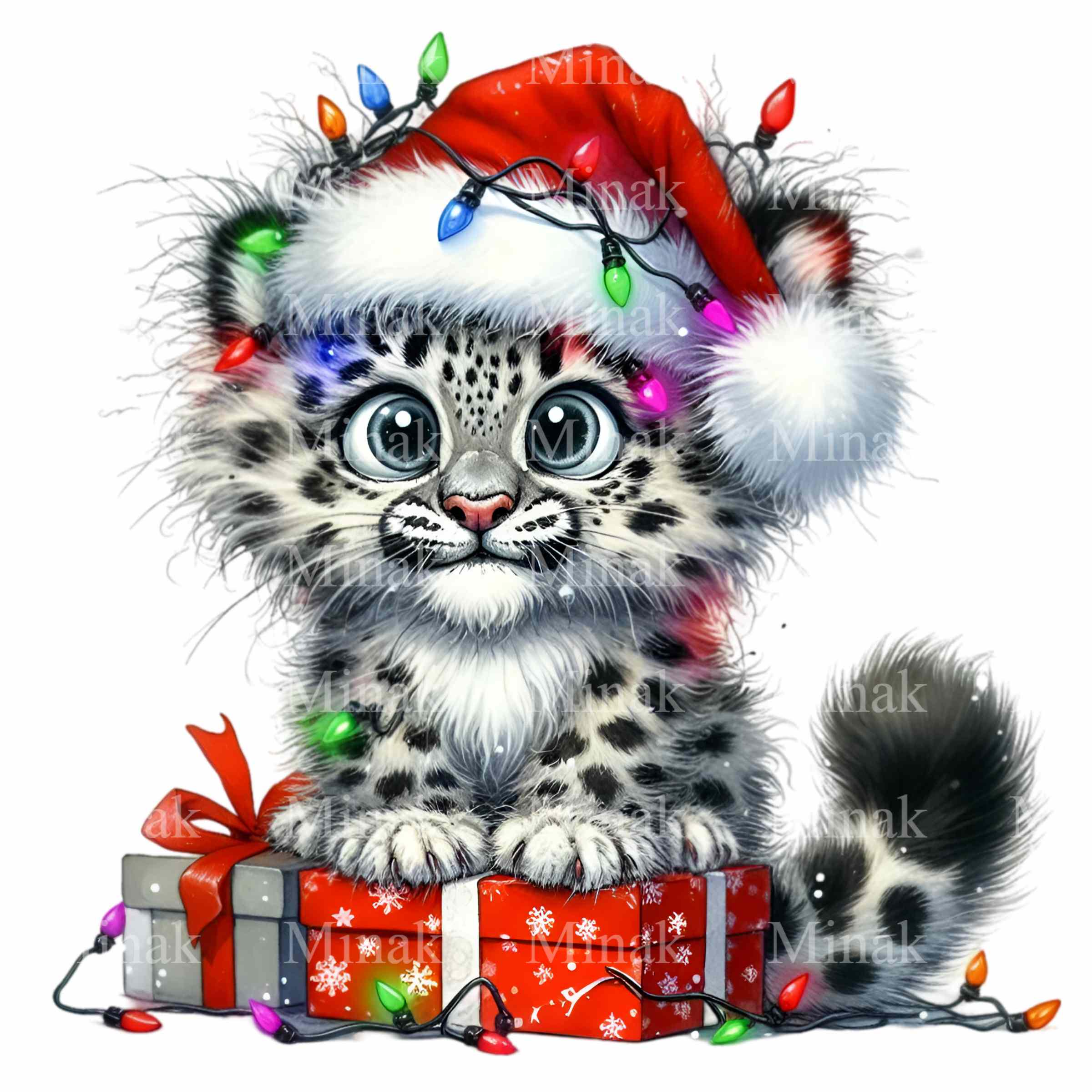 12 PNG Christmas Leopard Clipart – Holiday Snow Leopard PNG – Cute Wild ...