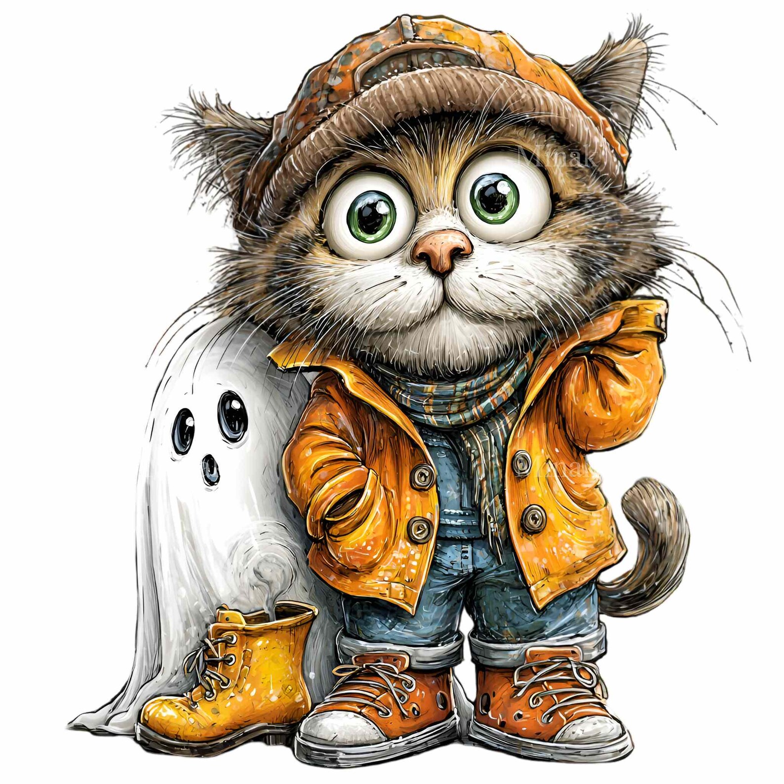 16 PNG Halloween Cat and Ghost Clipart – Cute Autumn Pet PNG – Funny ...