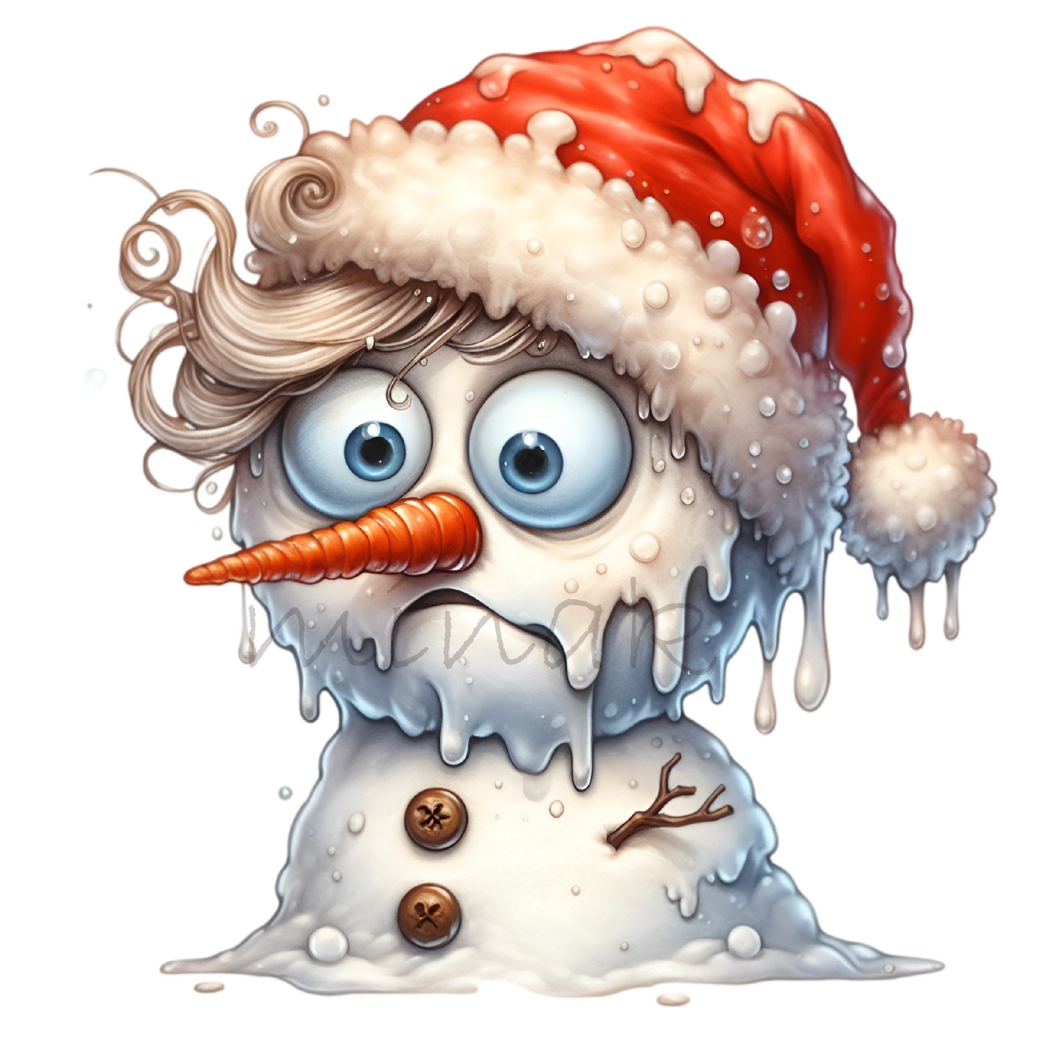12 PNG Melting Snowman Santa Hat Freezing Winter Clipart - Etsy