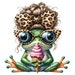 Cute Frog Leopard Print Bow Eating Ice Cream, 17 PNG Graphics Cartoon ...
