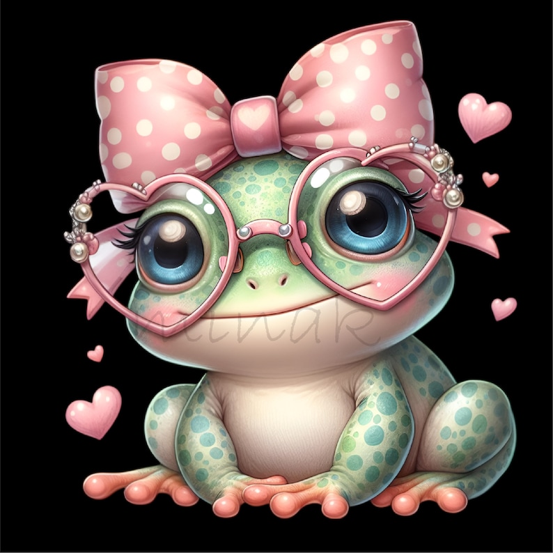 Frog Clip Art, 12 PNG Funny Girl Clipart, Polka Dots Bow, Funny Grandma ...