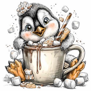 15 PNG Winter Penguin Clipart – Cute Penguin With Hot Cocoa PNG ...
