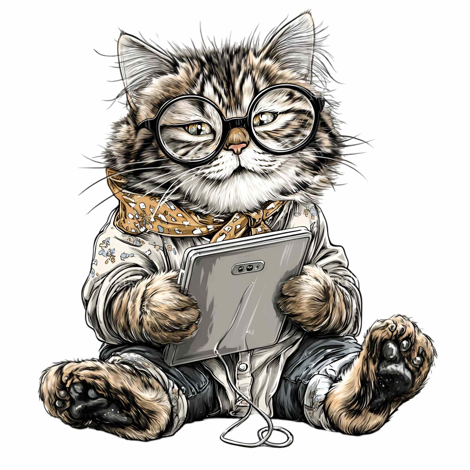 15 PNG Smart Cat Reading Clipart – Cartoon PNG Illustration – Relaxed ...