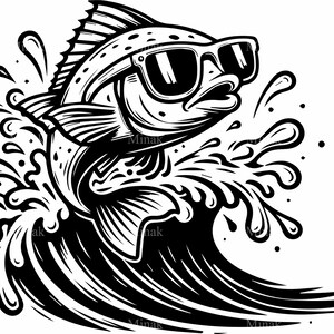 5 SVG Cool Fish SVG With Sunglasses – Ocean Cartoon Clipart – Funny ...