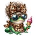 Cute Frog Leopard Print Bow Eating Ice Cream, 17 PNG Graphics Cartoon ...