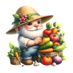 Garden Gnome PNG, Vegetables Clipart, 10 PNG Gardener Clip Art ...