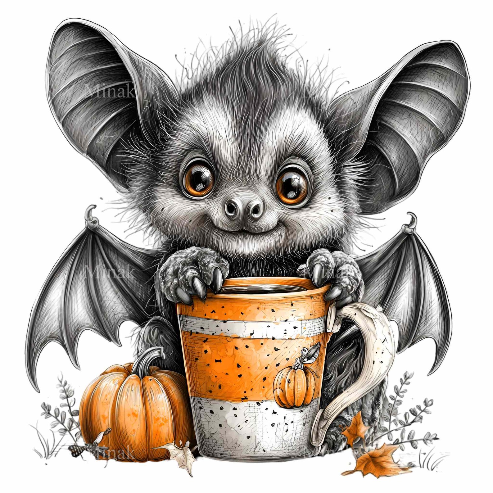 15 PNG Pumpkin Bat – Cute Halloween PNG – Autumn Animal Clipart for Mug ...