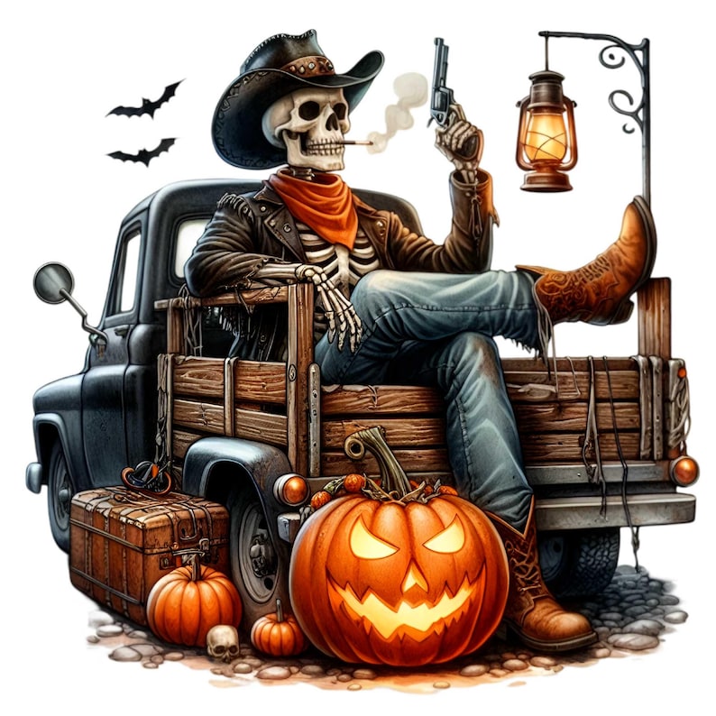 12 PNG Cowboy Skeleton Halloween Truck Pumpkin Autumn Clipart - Etsy