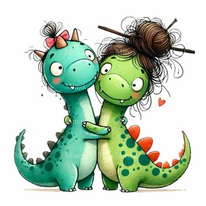 15 PNG Dinosaur Friends Clipart – Cartoon Dino Pair Illustration for ...