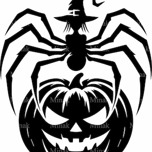 5 SVG Scary Spider Pumpkin SVG Cut File, Halloween Jack-o’-lantern With ...
