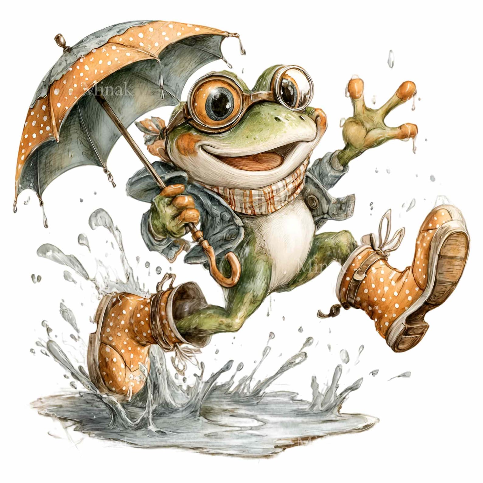 15 PNG Rainy Day Frog – Cute Umbrella PNG – Fall Animal Clipart for ...