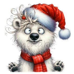 14 Cute Polar Bear With Santa Hat and Glasses PNG Clipart Winter ...