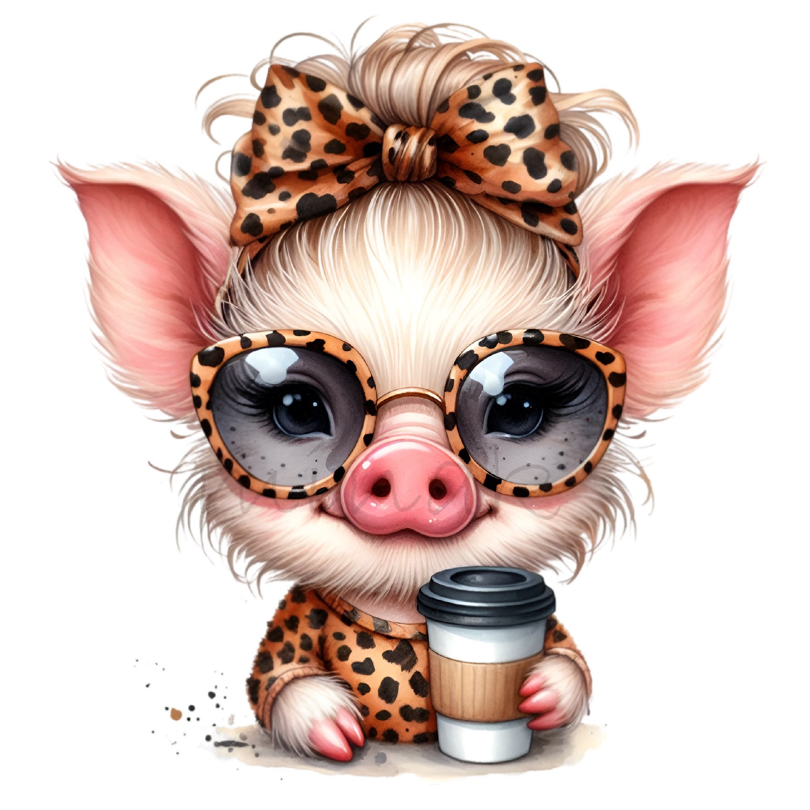 Pig Clipart PNG, Coffee Clip Art, 10 Watercolor Cute Piglet Farm Animal ...