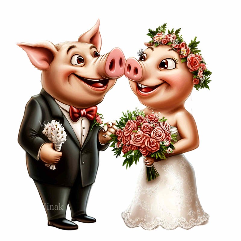 Pig Bride and Groom - Etsy