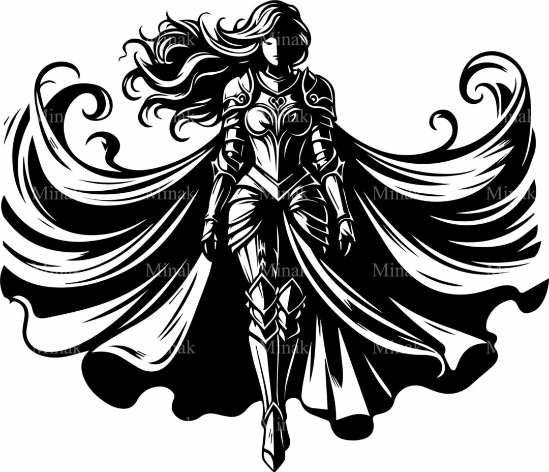 4 SVG Warrior Woman SVG Cut File – Elegant Female Fighter in Cape ...