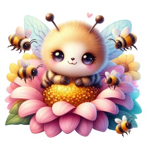 Honey Bee Clipart, Cute Bumblebee Clip Art, 15 PNG Flowers Baby Bee ...