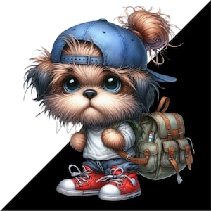 Cute Puppy Dog Go to School Kids Kindergarten Clipart 15 PNG ...