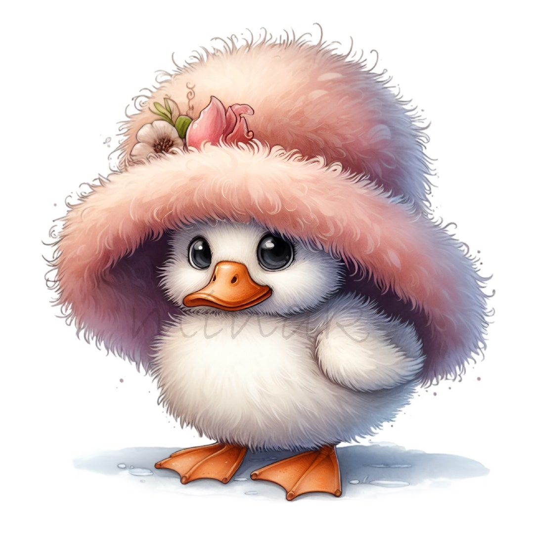 10 imágenes prediseñadas de patito, lindo patito con sombrero rosa ...