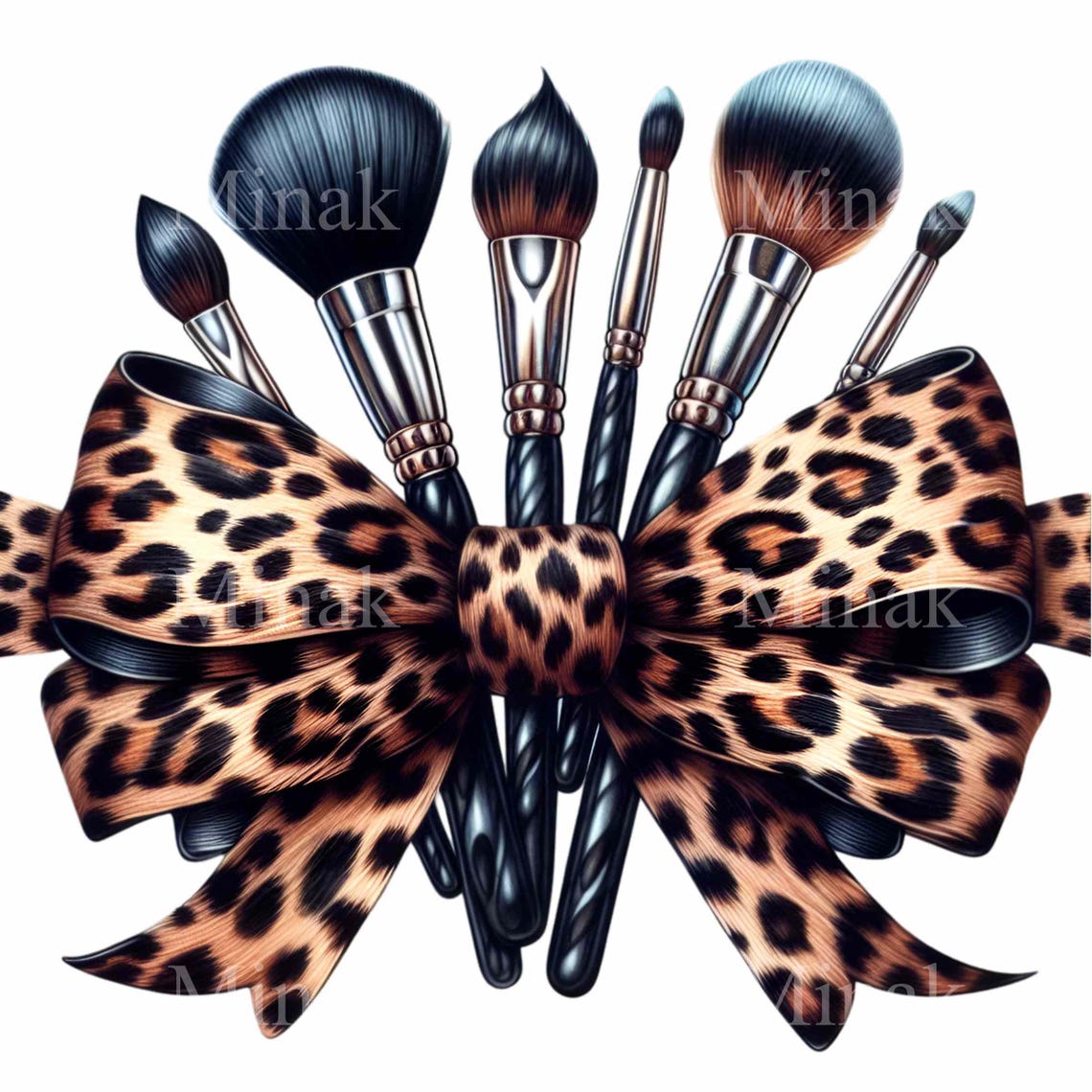 12 PNG Makeup Brushes Leopard Bow, Cheetah Print Beauty Clipart - Etsy