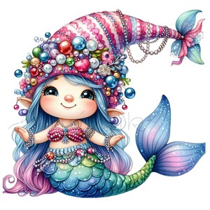 Mermaid Clipart, Gnome PNG, 9 Watercolor Fairytale Clip Art, Nursery ...