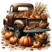 Rustic Brown Truck Fall Harvest Clipart 12 Pumpkins and Corn Autumn ...