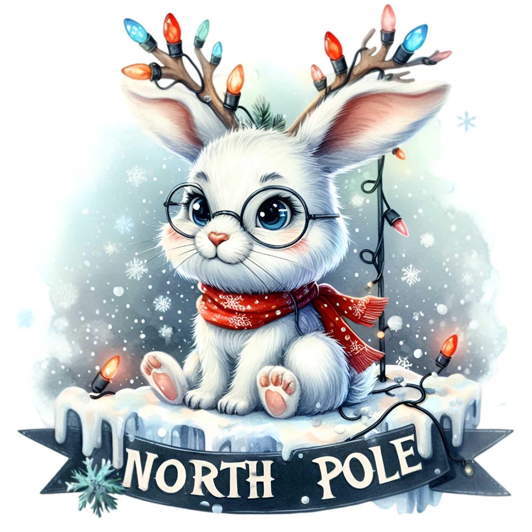 Adorable Christmas Bunny Clipart PNG 15 Cute Bunny With Glasses ...