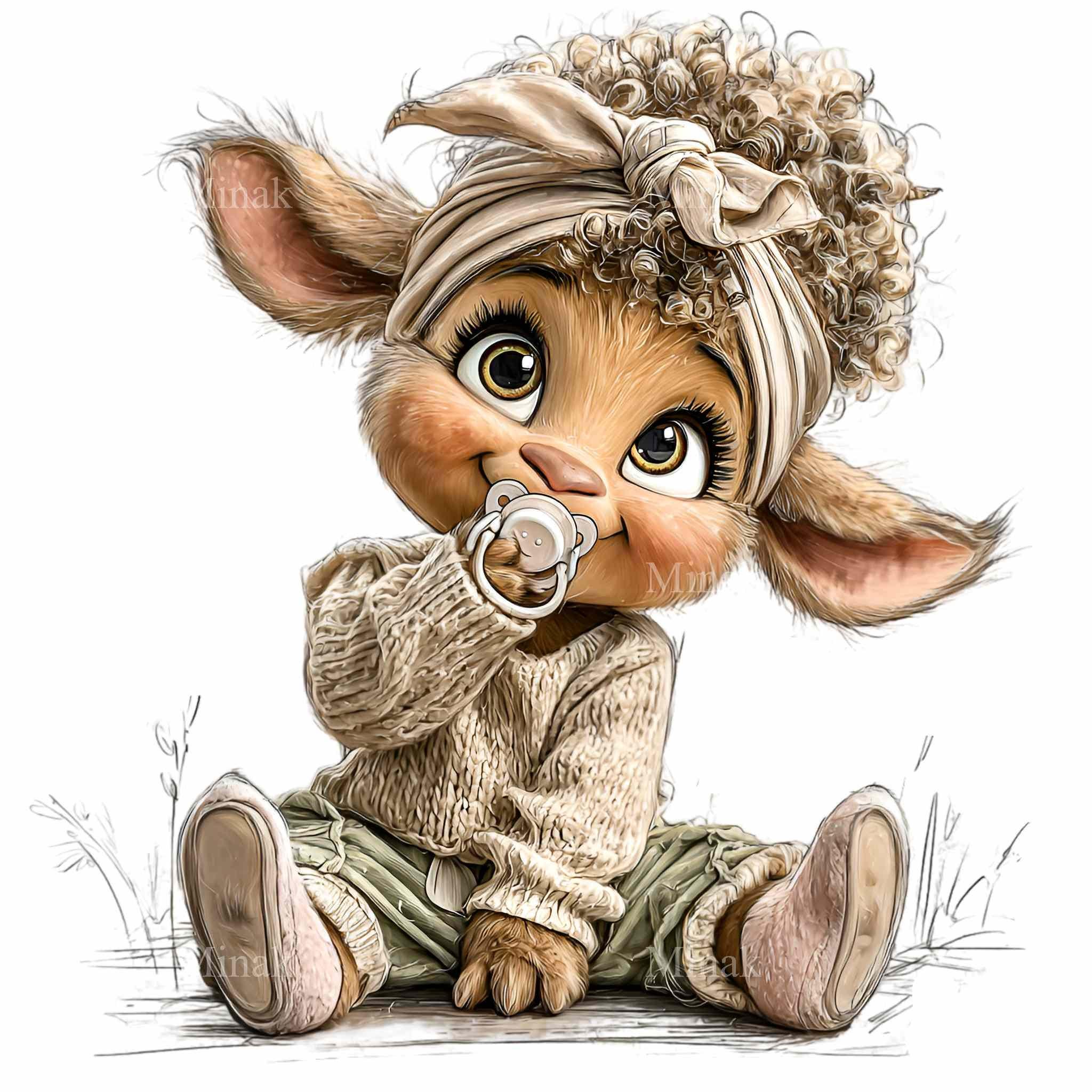 16 PNG Baby Lamb Clipart – Cute Sheep PNG With Pacifier and Headband ...