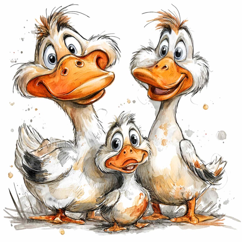 15 PNG Farm Animals – Duck Family PNG – Cute Cartoon Clipart for Baby ...