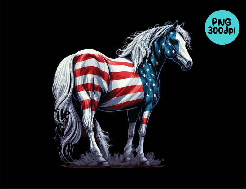 America Horse Clipart Patriotic USA Flag PNG - Etsy
