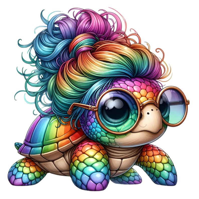 Sea Turtle Clipart, Sea Turtle Png, 10 Messy Bun Clipart, Rainbow ...