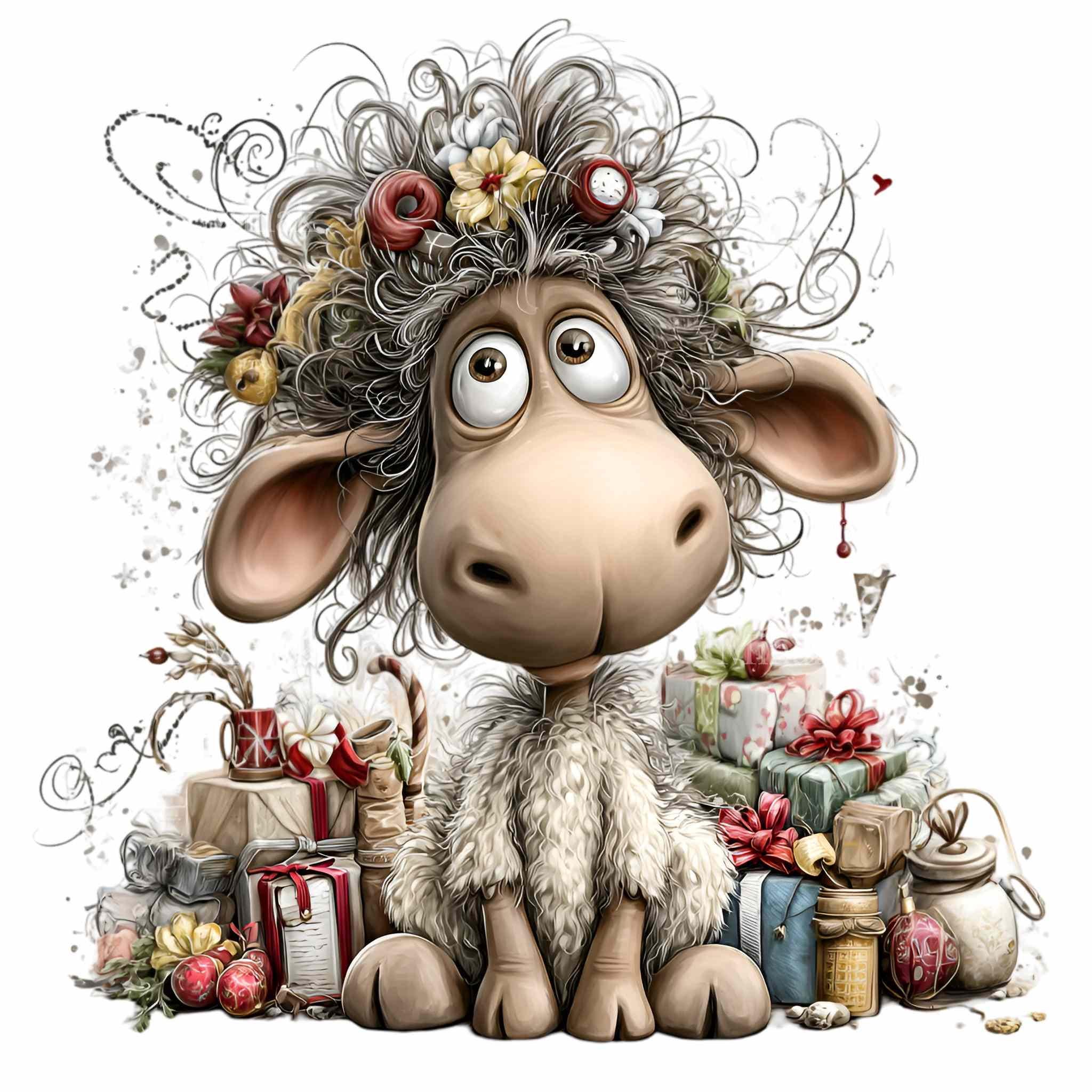 12 PNG Holiday Sheep Clipart – Christmas Lamb PNG – Cute Farm Animal ...