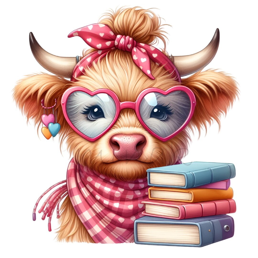 Cute Cow With Books Clipart 10 PNG School Kindergarten Kids Cartoon ...