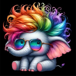 Rainbow Animal Clipart, Elephant Clip Art, Birthday Clipart, 10 PNG ...