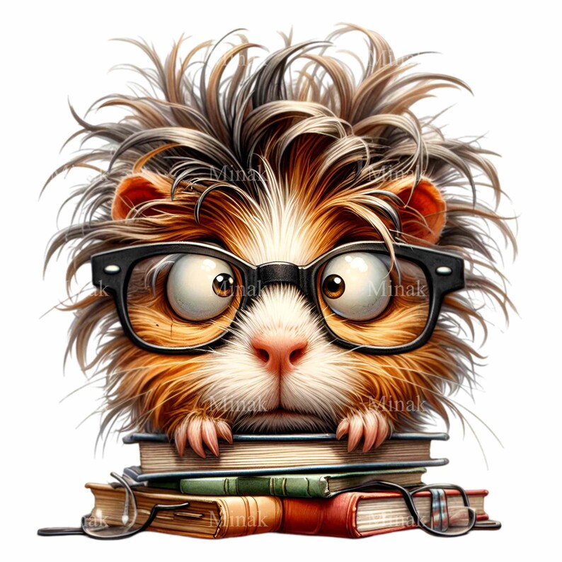 12 PNG Guinea Pig Book, Professor Pet Clipart, Teacher Library Art - Etsy