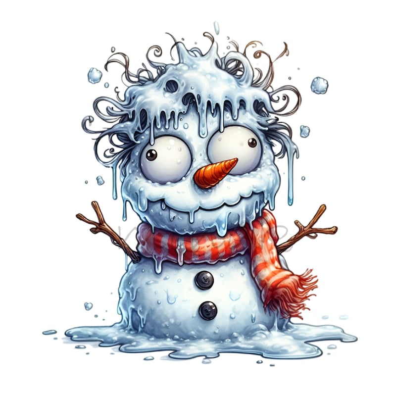 12 Melting Snowman PNG – Funny Winter Clipart With Scarf and Pinecones ...