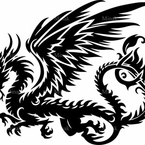 5 SVG Flying Dragon SVG Cut File | Mythical Winged Beast Clipart for ...