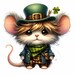 Cute Irish Mouse PNG Clipart With Shamrocks and Green Top Hat | 12 St ...