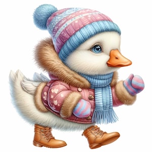 Winter Duckling PNG Clipart - 15 Cute Duck With Beanie, Scarf, and Coat ...