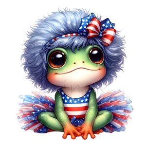 Patriotic Frog Clip Art 12 PNG USA Flag - Etsy
