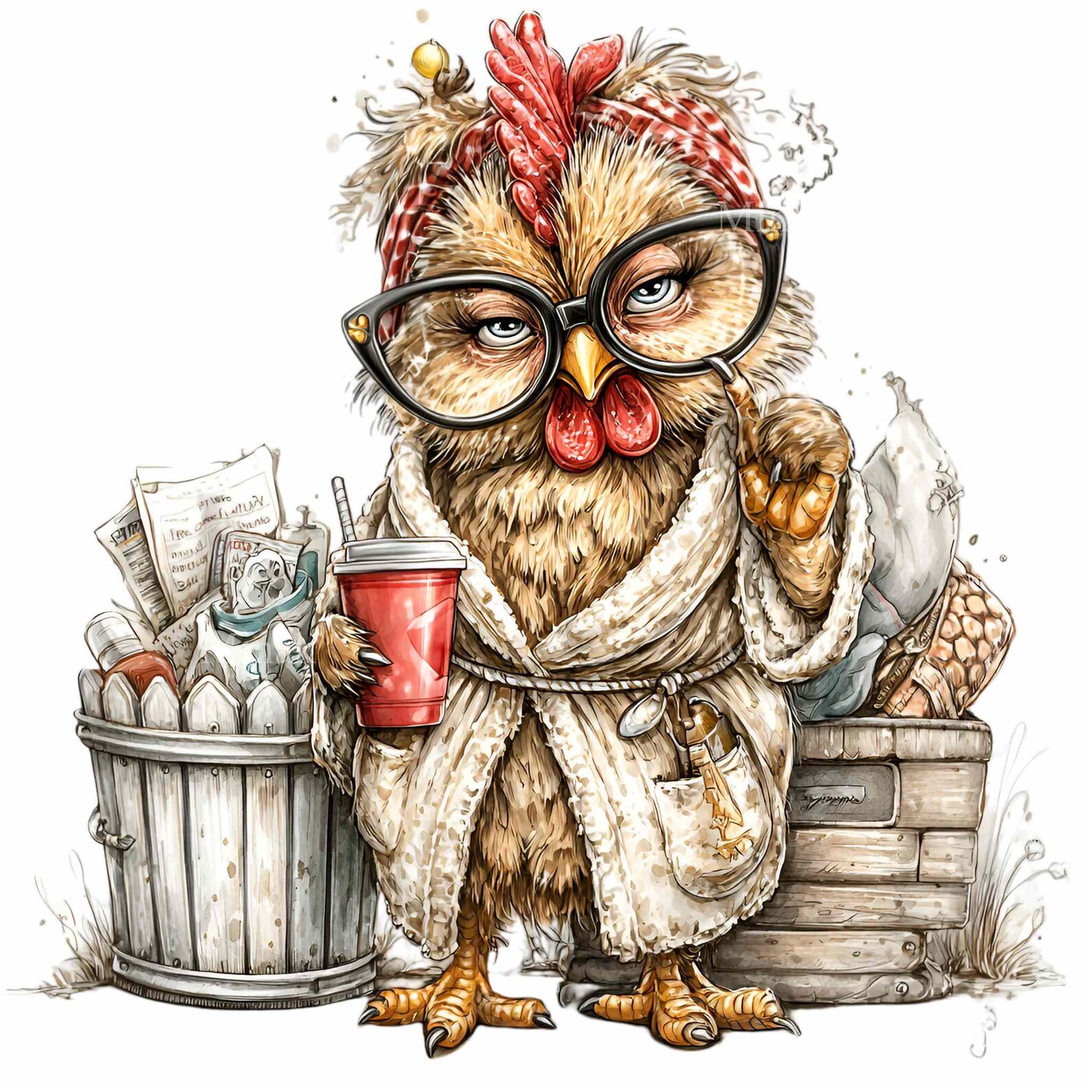 15 PNG Funny Coffee Chicken – Hen PNG Clipart – Tired Morning Rooster ...