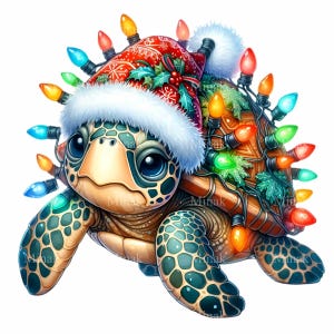 15 PNG Christmas Turtle Clipart – Cute Festive Animal PNG – Holiday ...