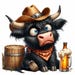 Cowboy Bull Beer Clipart, 15 PNG Bull With Cowboy Hat and Beer Mug, Fun ...