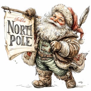 10 PNG Retro Explorer Santa – Vintage Christmas PNG Clipart – Rustic ...