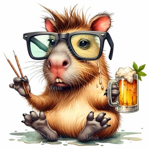 12 Cute Capybara With Glasses PNG Clipart, Adorable Capybara Holding ...