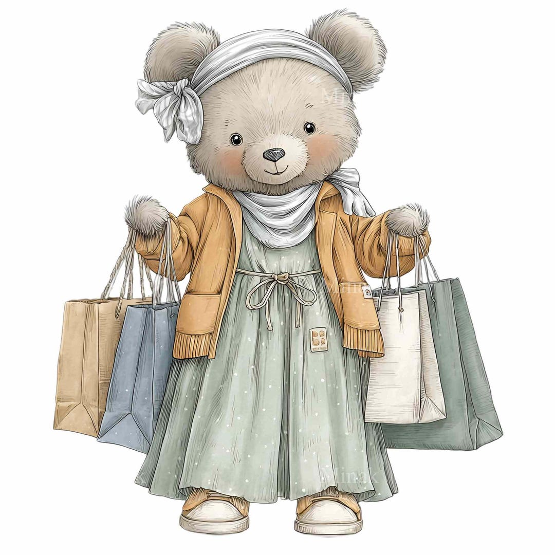 16 PNG Shopping Bear Clipart, Boutique Fashion Illustration, Retail ...