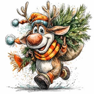 14 PNG Christmas Reindeer Clipart – Cute Reindeer PNG – Holiday Tree ...