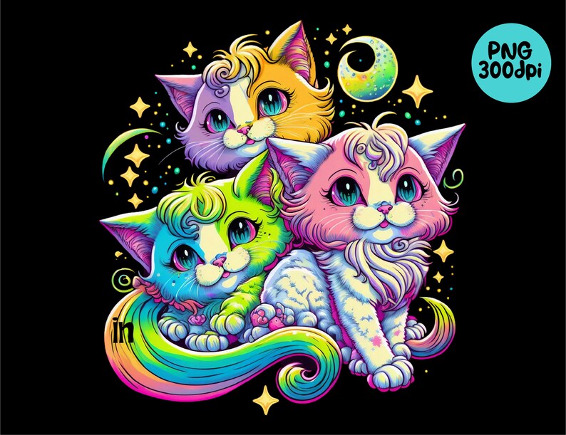 Rainbow Cats Clipart Sublimation Design PNG - Etsy