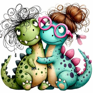 15 PNG Dinosaur Friends Clipart – Cartoon Dino Pair Illustration for ...